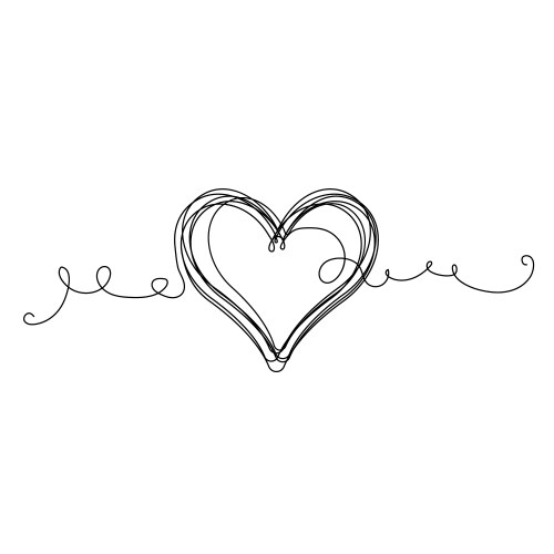 Continuous heart one line art love Royalty Free Vector Image