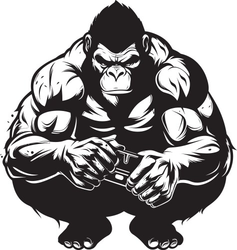 Gaming gorilla grip powerful primate emblem Vector Image