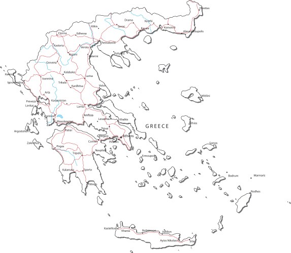 Map of greece Royalty Free Vector Image - VectorStock