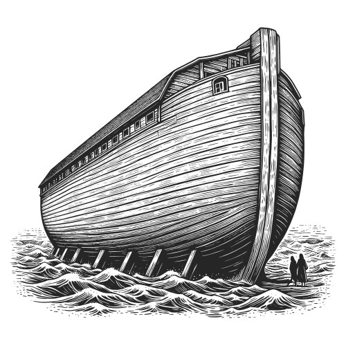 Noah ark engraving sketch Royalty Free Vector Image