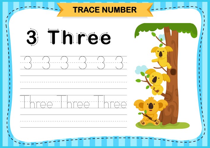 Numbers exercise with cartoon vocabularytrace Vector Image