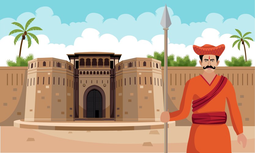 Indian hindu maratha traditional soldier warrior Vector Image
