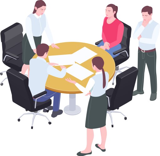 Teamwork isometric business meeting people Vector Image