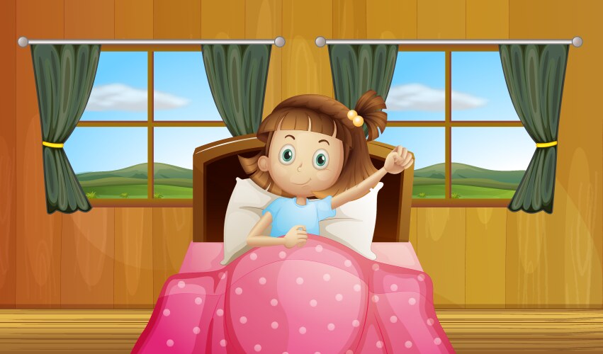 Girl in bed Royalty Free Vector Image - VectorStock