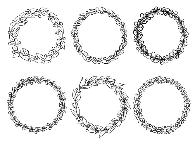 Hand drawn set of floral wreaths Royalty Free Vector Image