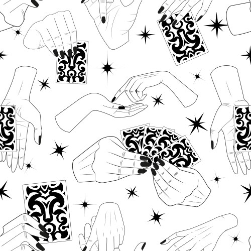 Seamless pattern with hands of fortune teller Vector Image