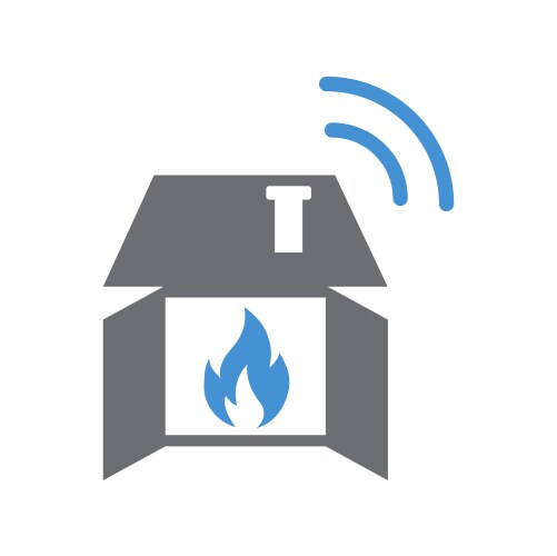 Smart fire alarm system icon on white background Vector Image