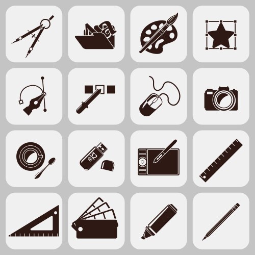 Designer tools icons Royalty Free Vector Image