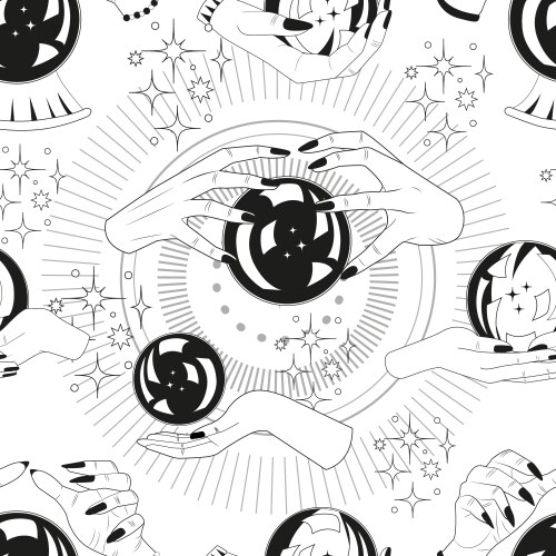 Seamless pattern with hands of fortune teller Vector Image