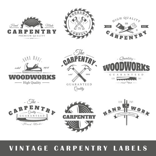 Set of vintage carpentry design elements Vector Image