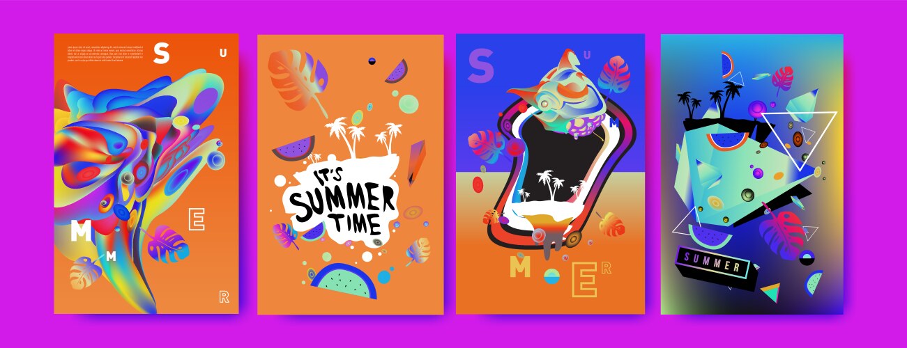 Colorful summer poster set tropical design Vector Image