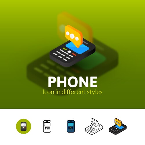 Phone icon in different style Royalty Free Vector Image
