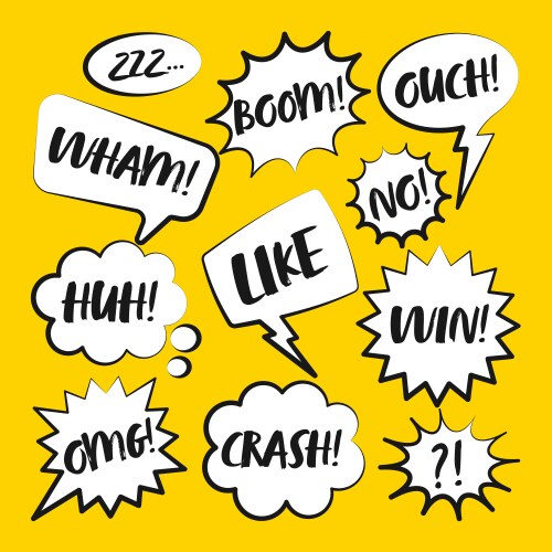 Comic speech bubbles with handwritten text Vector Image