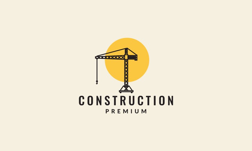 Crane tower with construction build line logo Vector Image