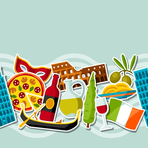 Italy icons set italian symbols and objects Vector Image
