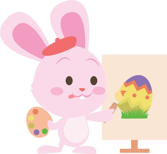 Easter bunny with big egg art Royalty Free Vector Image