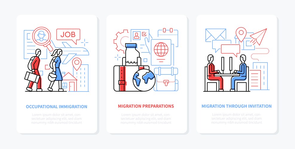 Migration and language study - line design style Vector Image