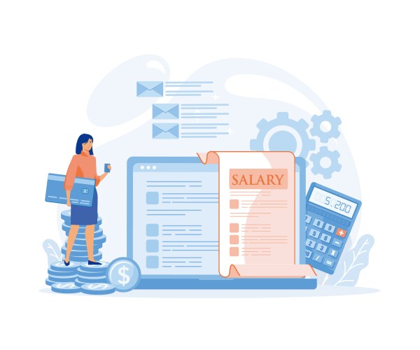 Salary payroll system online income calculate Vector Image