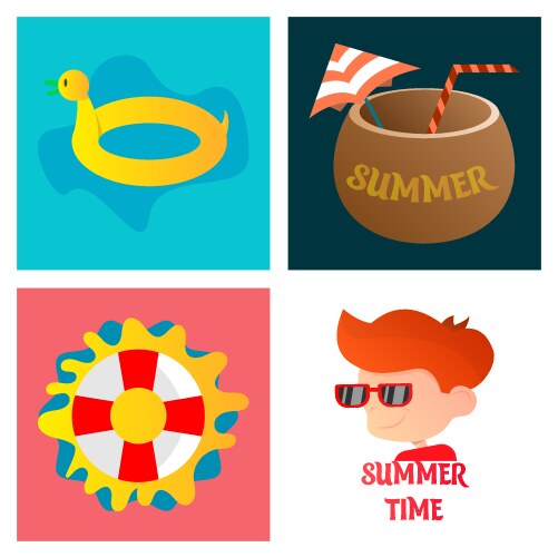Summer time poster with cute in cartoon Royalty Free Vector