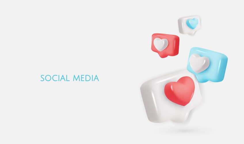 3d icon message dialog button with heart Vector Image