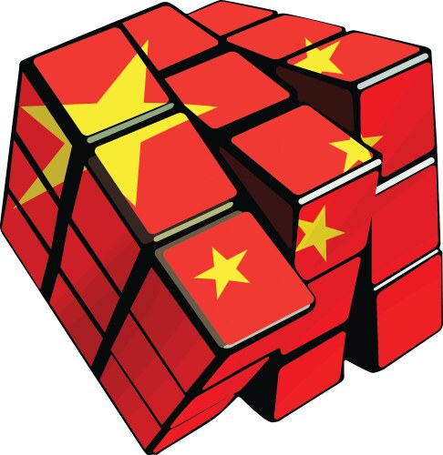 Cube scrambled 3d combination puzzle icon Vector Image