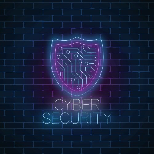 Cyber security glowing neon sign internet Vector Image