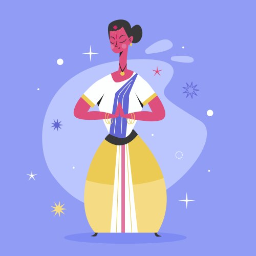 Hand drawn bharatanatyam Royalty Free Vector Image