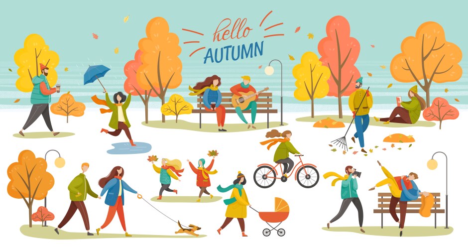 Autumn city park Royalty Free Vector Image - VectorStock