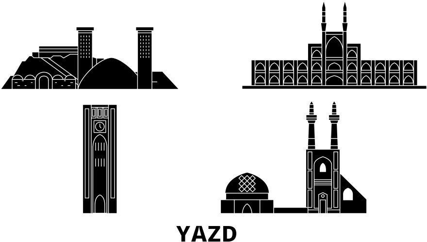 Iran yazd flat landmarks Royalty Free Vector Image