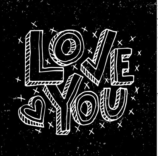 Love you hand lettering pattern Royalty Free Vector Image