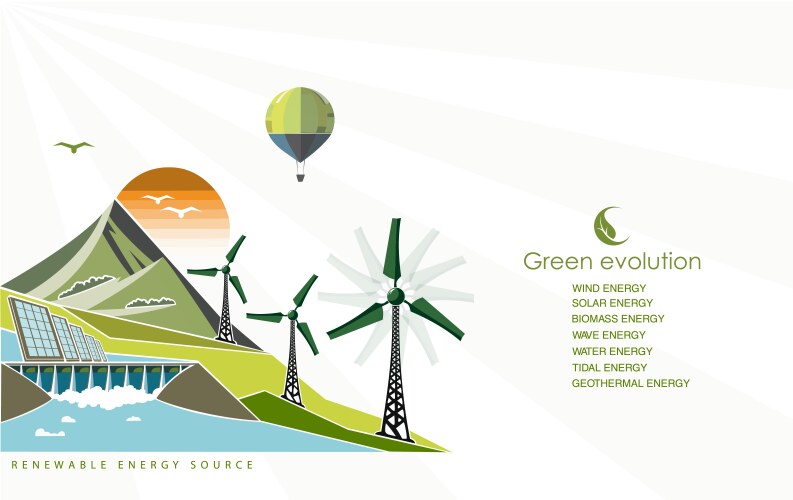 Set of vintage renewable energy infographics Vector Image