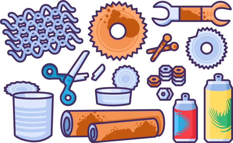 Old rusty metal products heap Royalty Free Vector Image