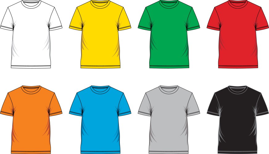 Set color male tshirt template realistic mockup Vector Image