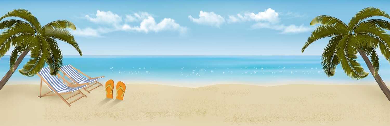 Tropical beach with palm trees Royalty Free Vector Image