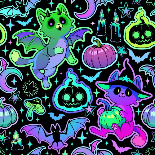 Seamless pattern bright multicolored halloween Vector Image