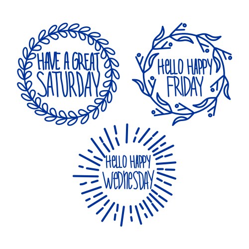 Hand lettering set days week Royalty Free Vector Image