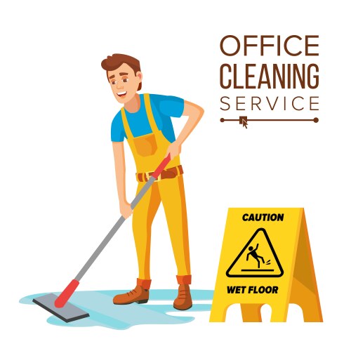 Office cleaner work wiping dusting Royalty Free Vector Image
