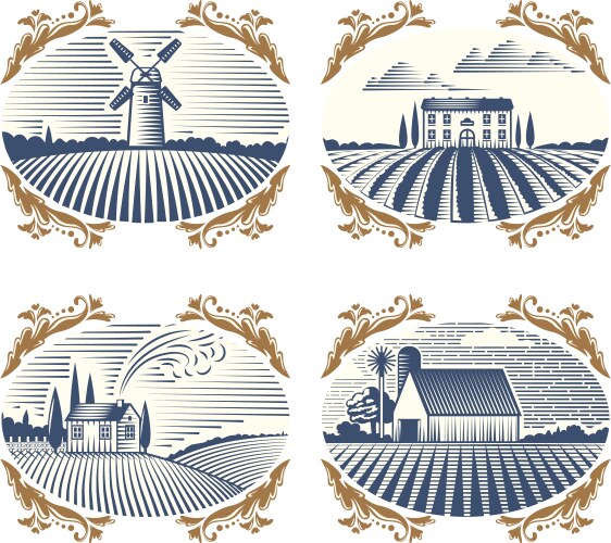 Retro landscapes Royalty Free Vector Image - VectorStock