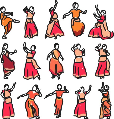 Silhouettes indian dancers Royalty Free Vector Image Silhouettes indian dancers Royalty Free Vector Image