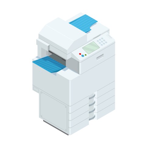 Computer desktop with printer Royalty Free Vector Image