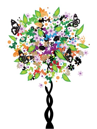 Tree with flowers Royalty Free Vector Image - VectorStock