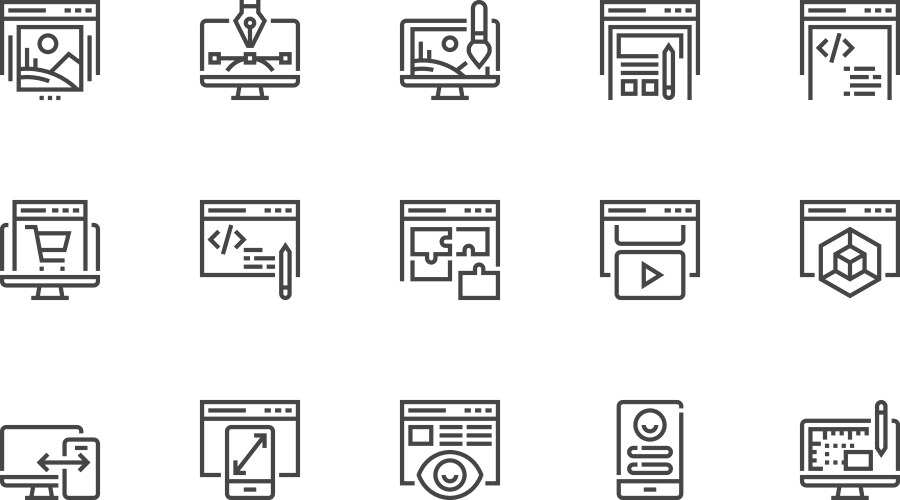 Software development icons Royalty Free Vector Image