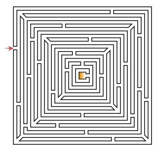 Square shaped labyrinth design Royalty Free Vector Image