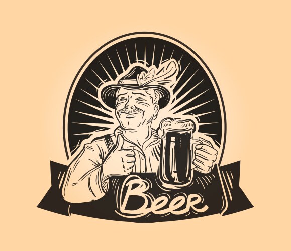 Pub logo design template beer mug or menu Vector Image