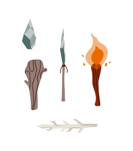 Prehistoric cave people primitive caveman family Vector Image