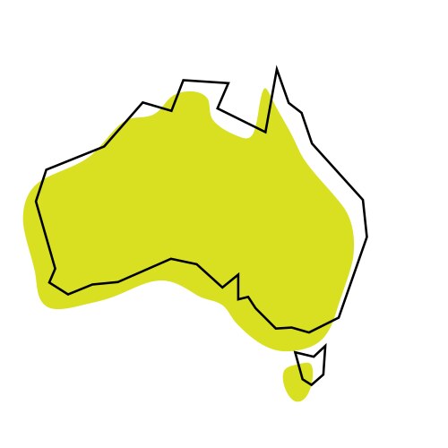 Australia - solid black silhouette map of country Vector Image