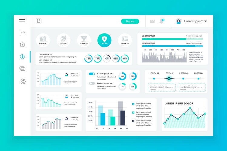 Dashboard admin panel design template with Vector Image