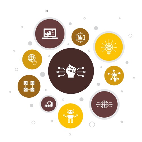 Digital revolution infographics linear icons Vector Image