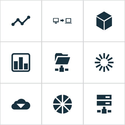Data center icon set Royalty Free Vector Image