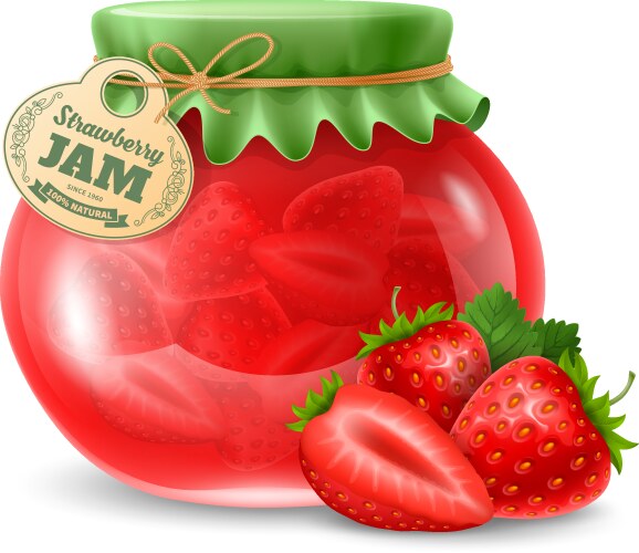 Strawberry jam realistic Royalty Free Vector Image